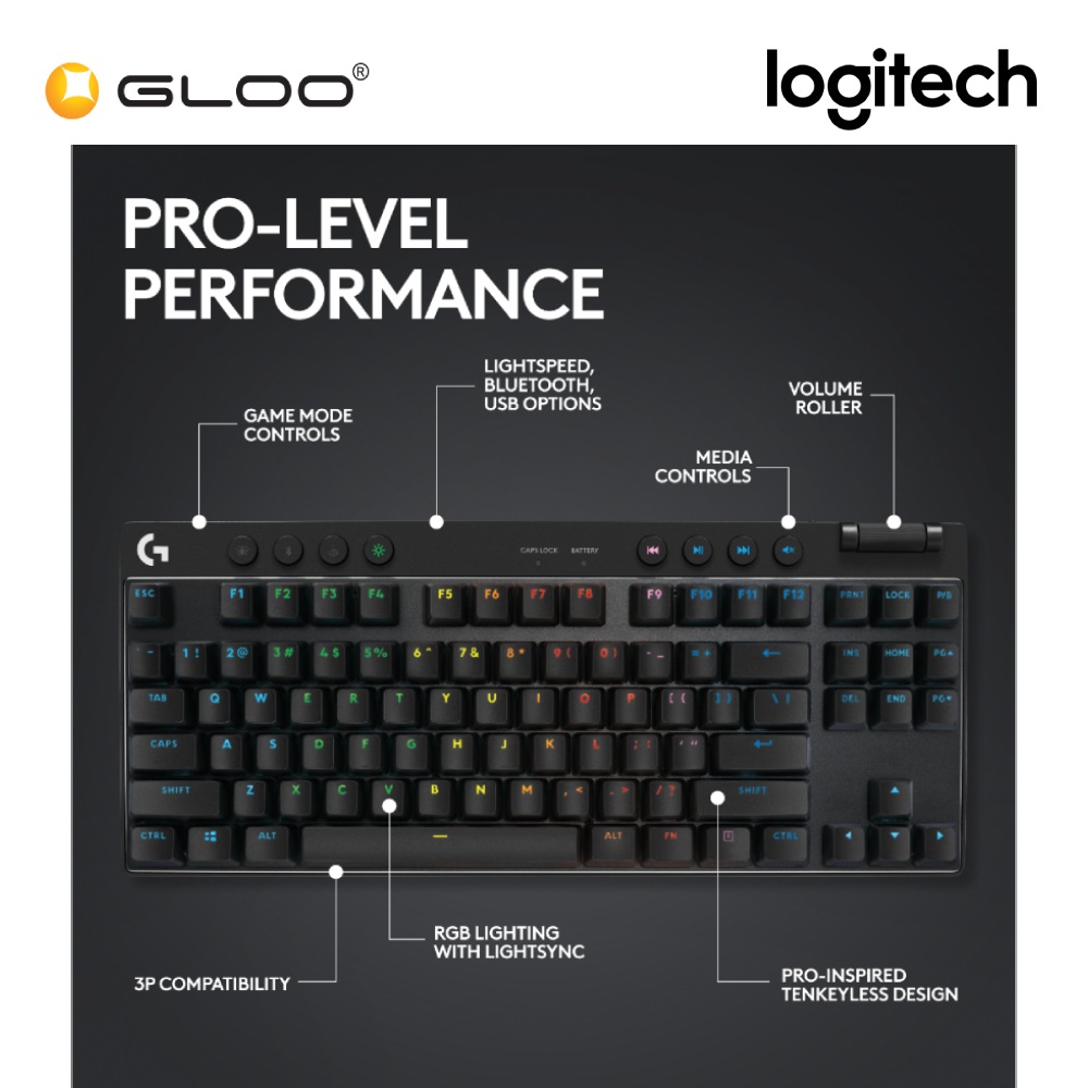Logitech-Pro-X-TKL-Lightspeed-Gaming-Keyboard-Black-920-012137